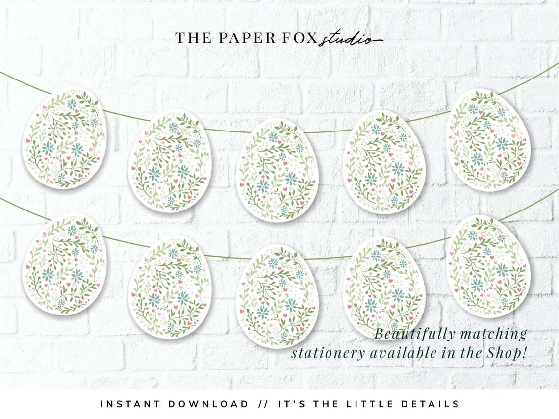 Printable Floral Easter Bunny Garland Editable Modern Easter - Etsy