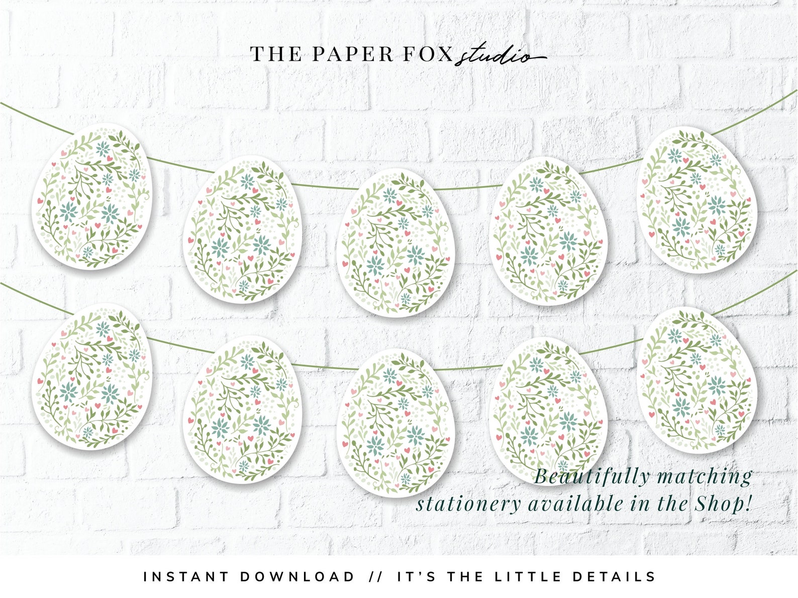 Printable Floral Easter Bunny Garland Editable Modern Easter - Etsy