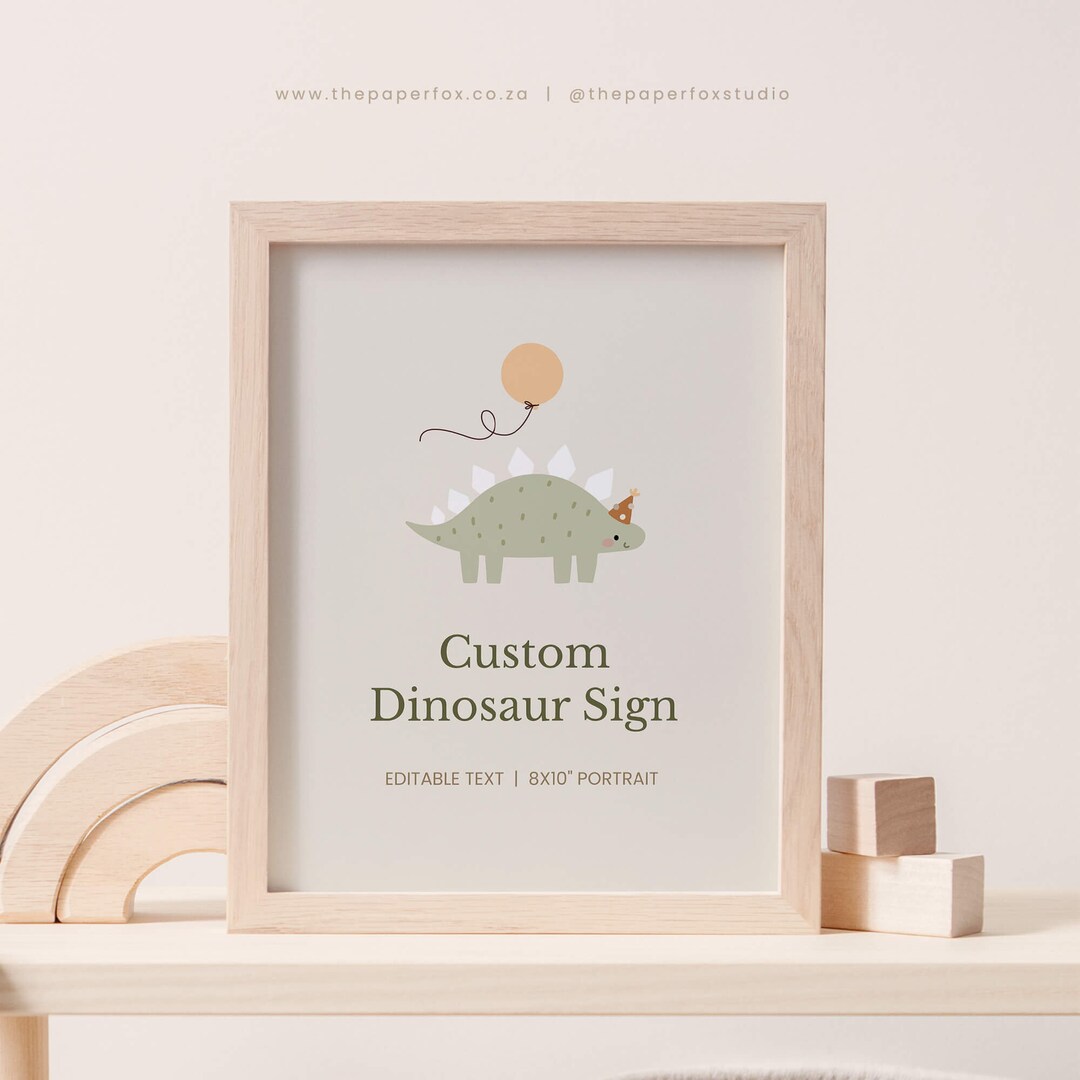 Printable Dinosaur Parade Party Sign Set, 8x10 Editable PDF Soft Green ...