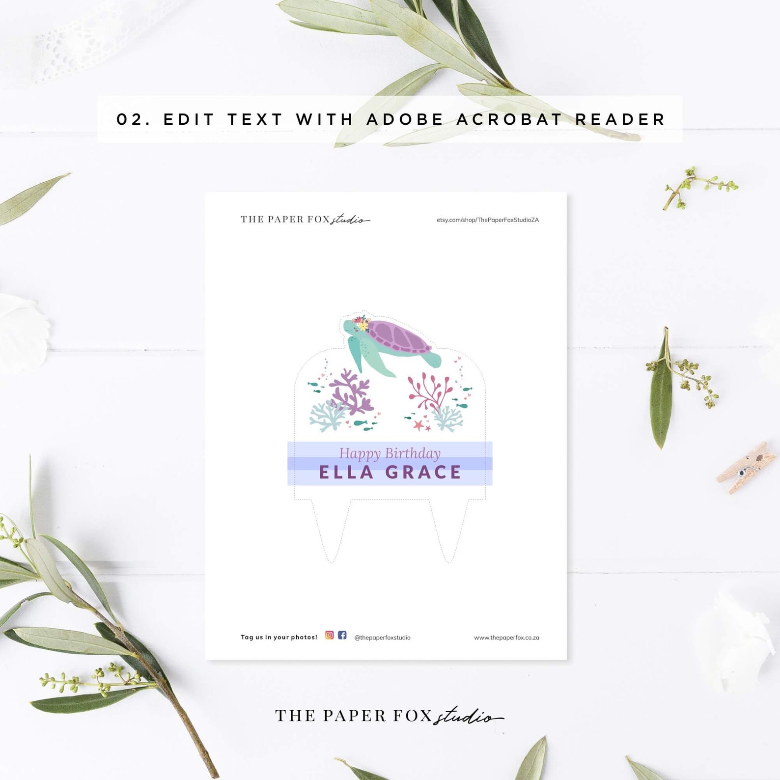 Printable Sea Turtle Cake Topper Editable Under the Sea - Etsy