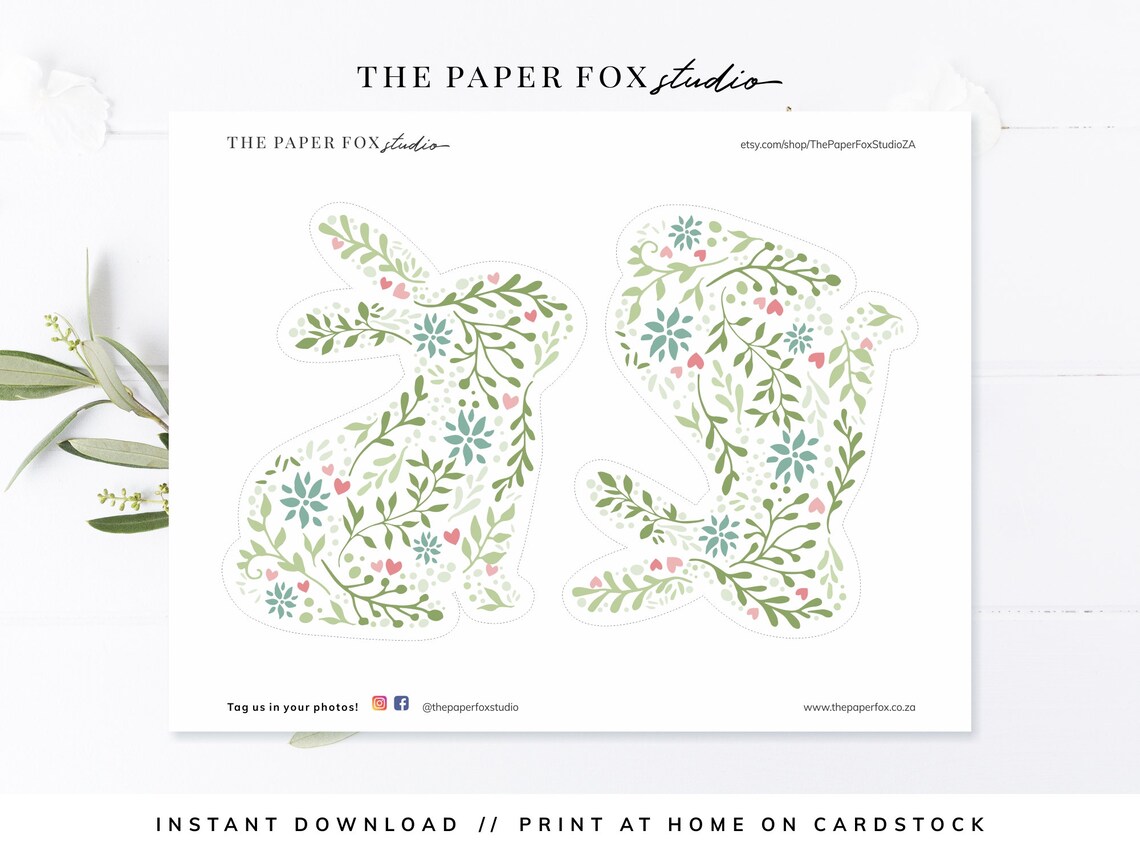 Printable Floral Easter Rabbit Garland Editable Modern Easter - Etsy