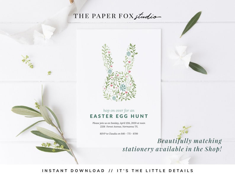 Printable Floral Easter Bunny Garland Editable Modern Easter - Etsy