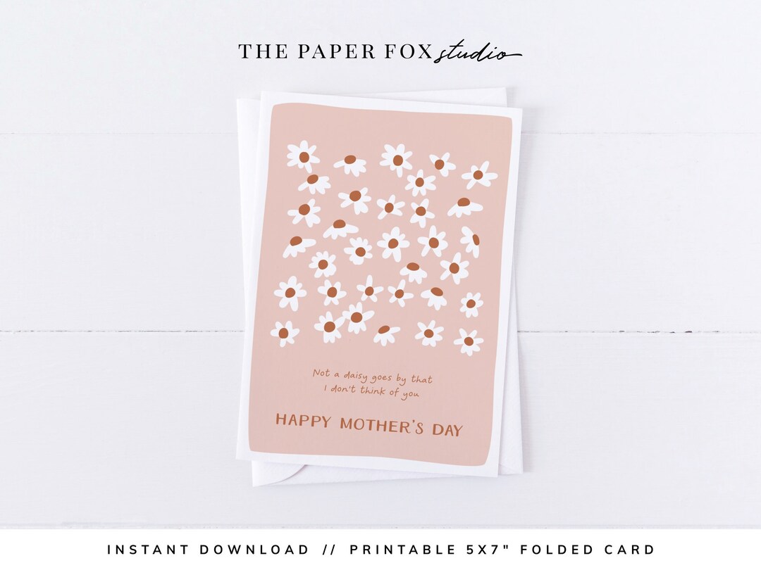 Printable Daisy Mother's Day Card, Cute Flower Mother's Day Card ...