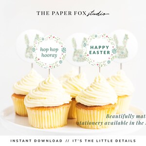 Printable Floral Easter Bunny Candy Table Tented Cards, Editable Modern ...