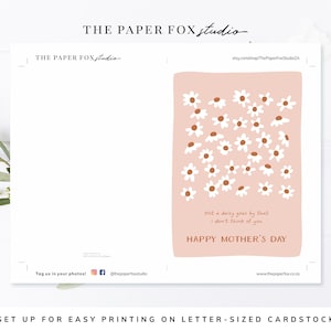 Printable Daisy Mother's Day Card, Cute Flower Mother's Day Card ...