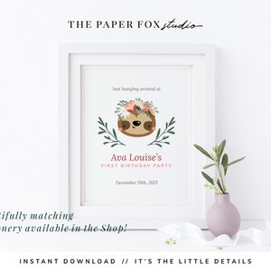 Printable Sloth With Flower Crown Thank You Notes, Editable Party ...