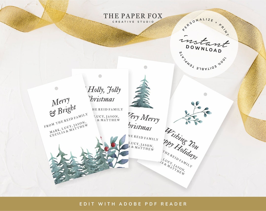 DIY PRINTABLE Editable Christmas Tags, Christmas Gift Labels, Instant ...