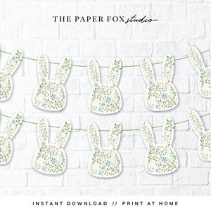 Printable Floral Easter Bunny Garland Editable Modern Easter - Etsy