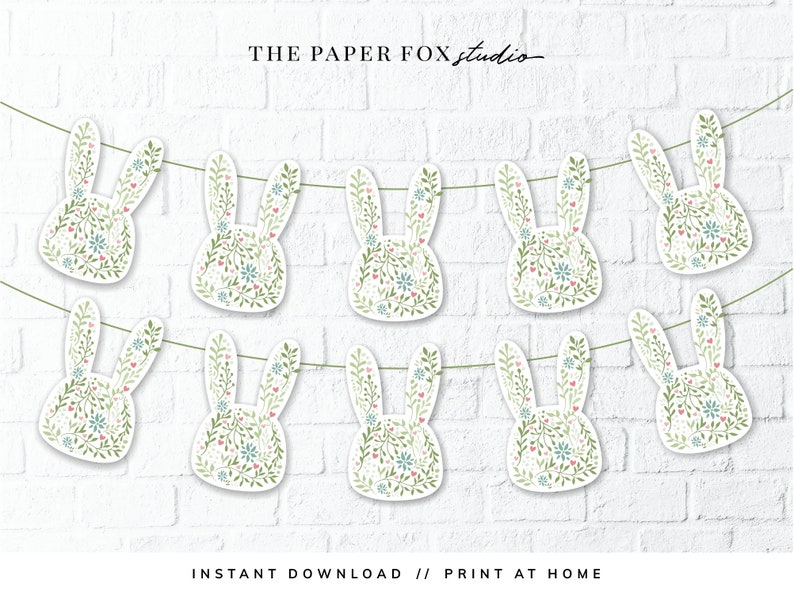 Printable Floral Easter Bunny Garland Editable Modern Easter - Etsy