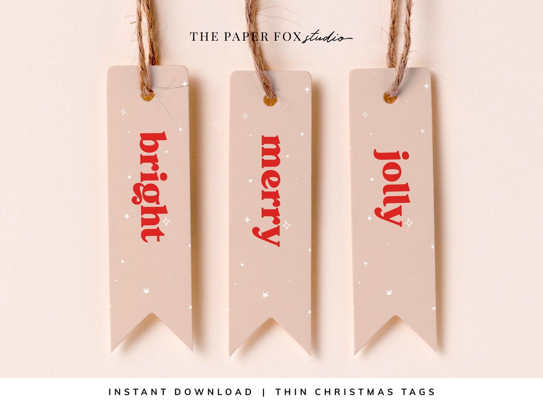 Printable Holly Jolly Merry & Bright Christmas Tags, Instant Download ...