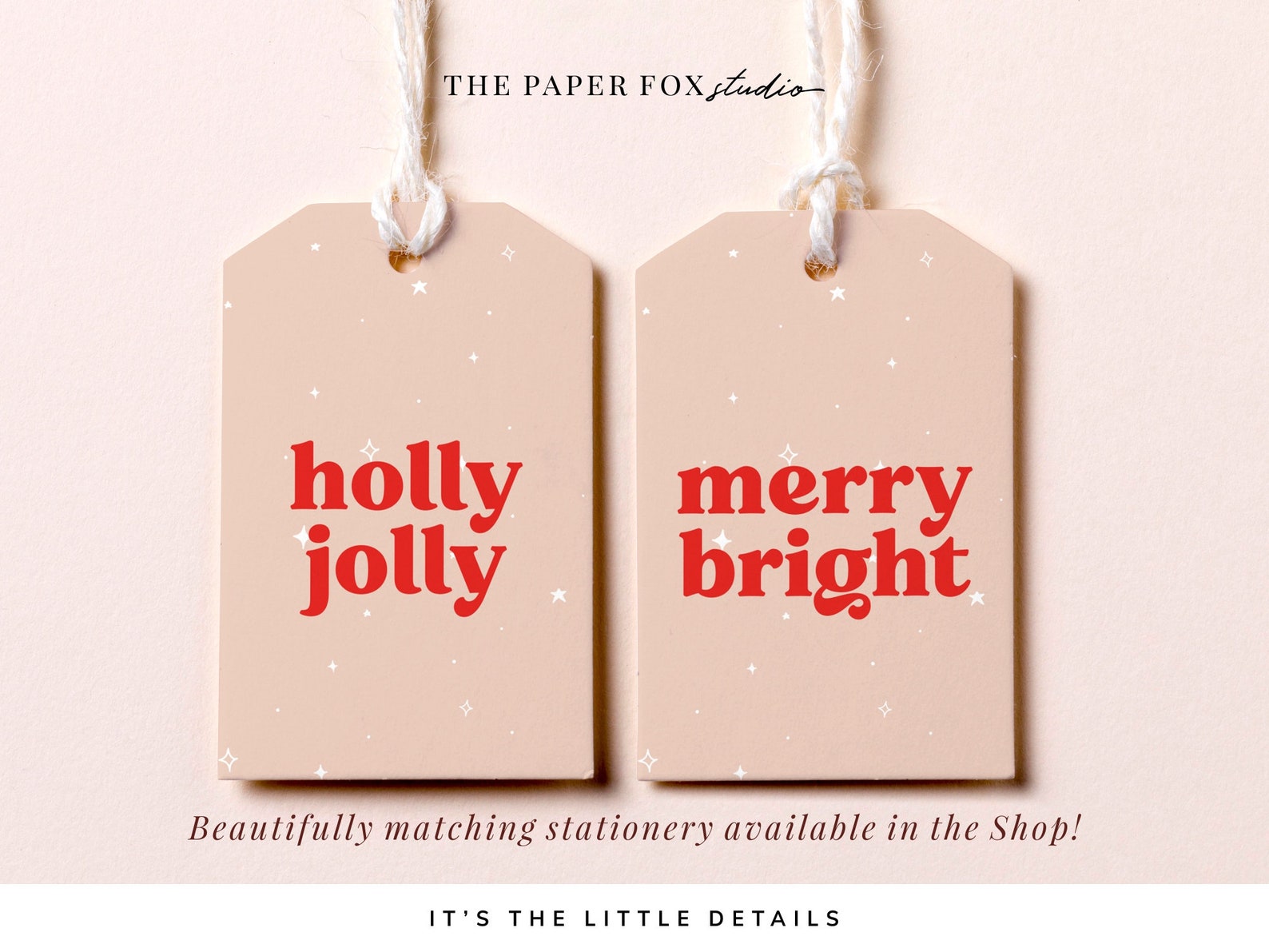 Printable Holly Jolly Merry & Bright Christmas Tags Instant - Etsy