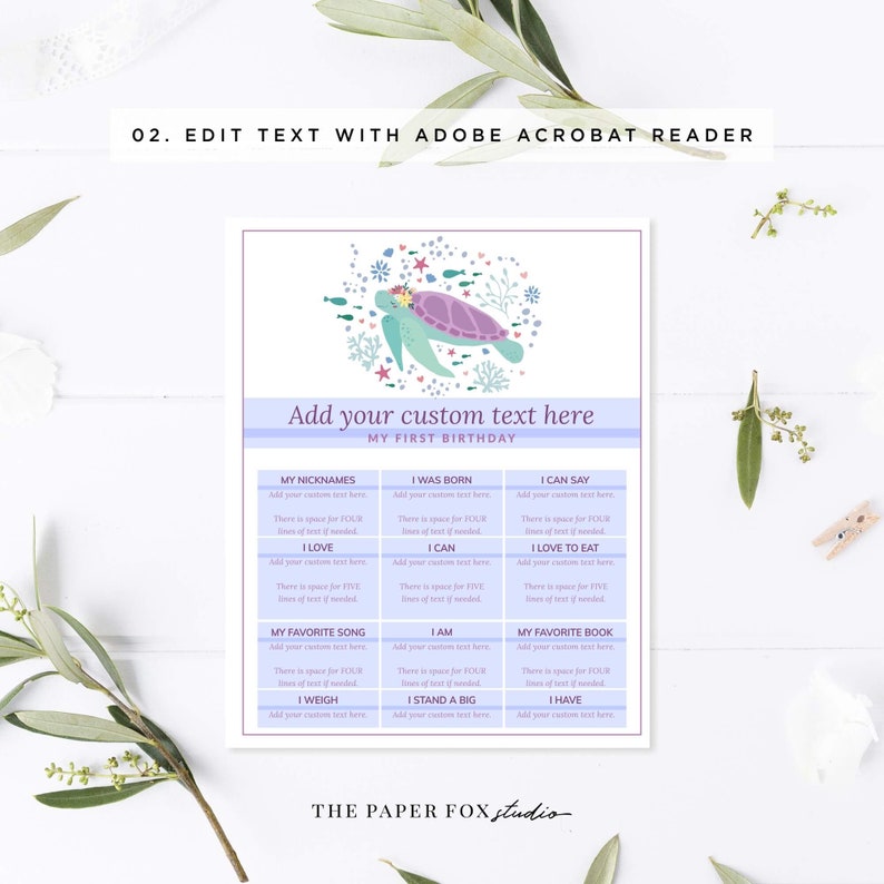 Printable Sea Turtle Birthday Milestone Poster Editable | Etsy