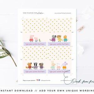 Printable Little Piggy Party Dessert Cards, Editable PDF Pig-themed ...