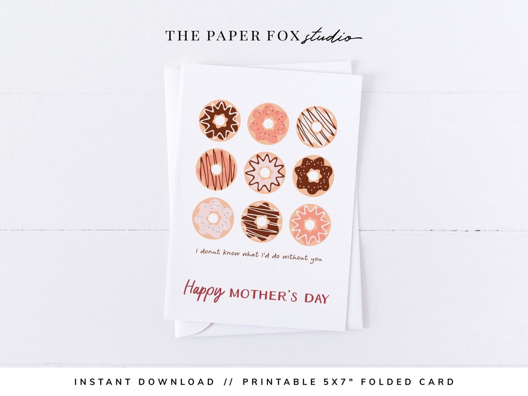 Printable Donut Mother's Day Card, Cute Doughnut Mother's Day Card ...