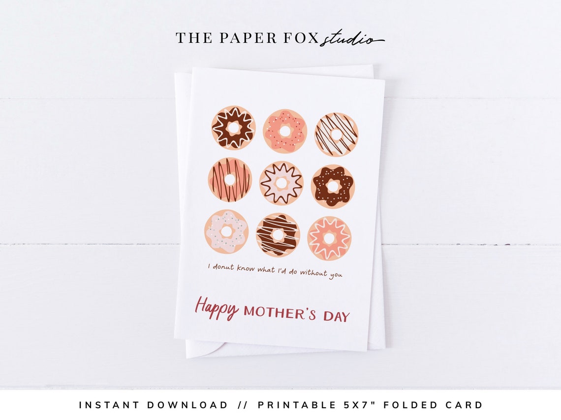 Printable Donut Mother's Day Card Cute Doughnut | Etsy