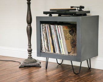 Mid Century Modern Record Player Stand & Vinyl Storage Cabinet | Etsy
