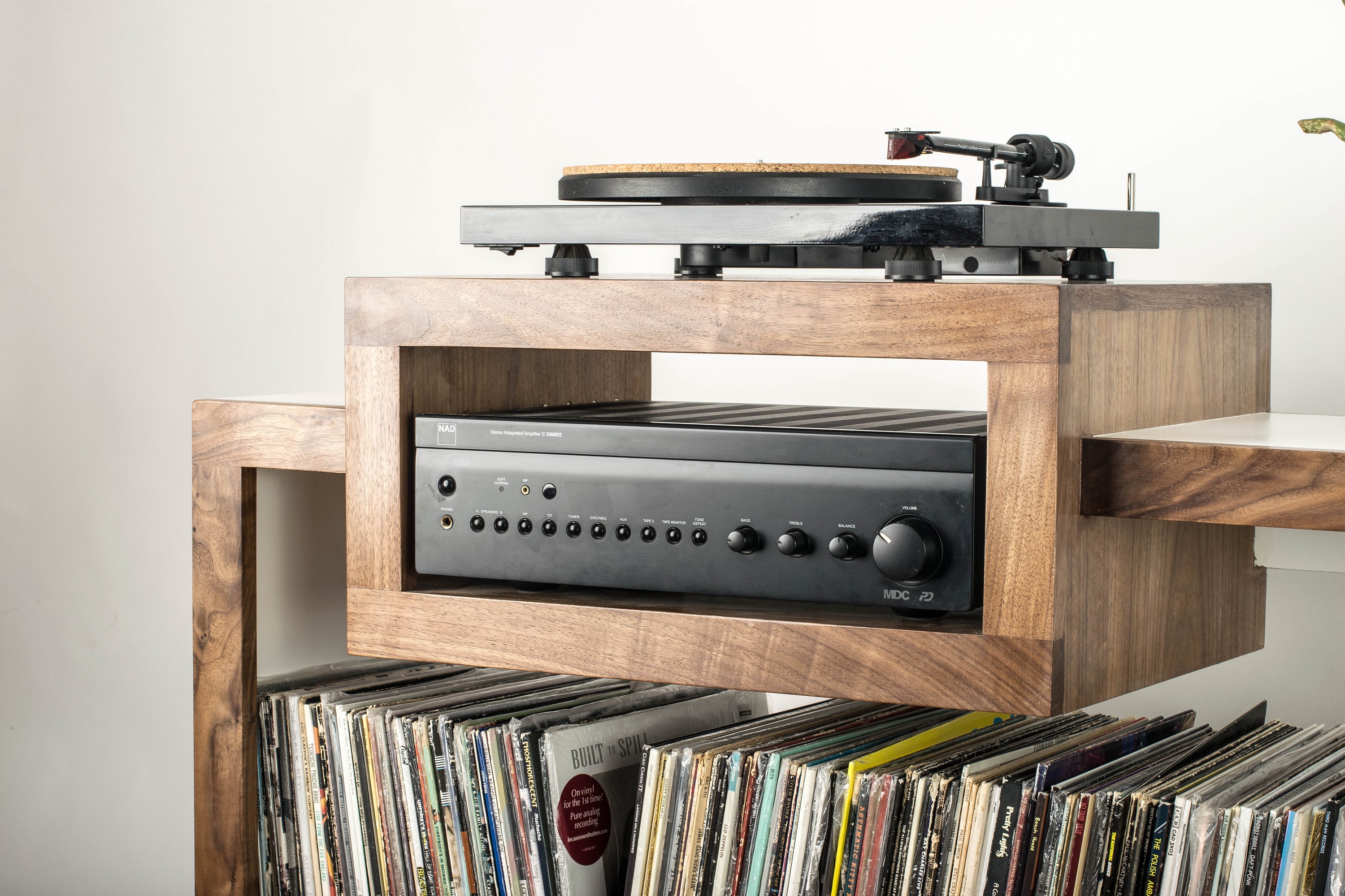 Mid Century Modern Walnut Record Player Stand Vinyl Storage | Etsy
