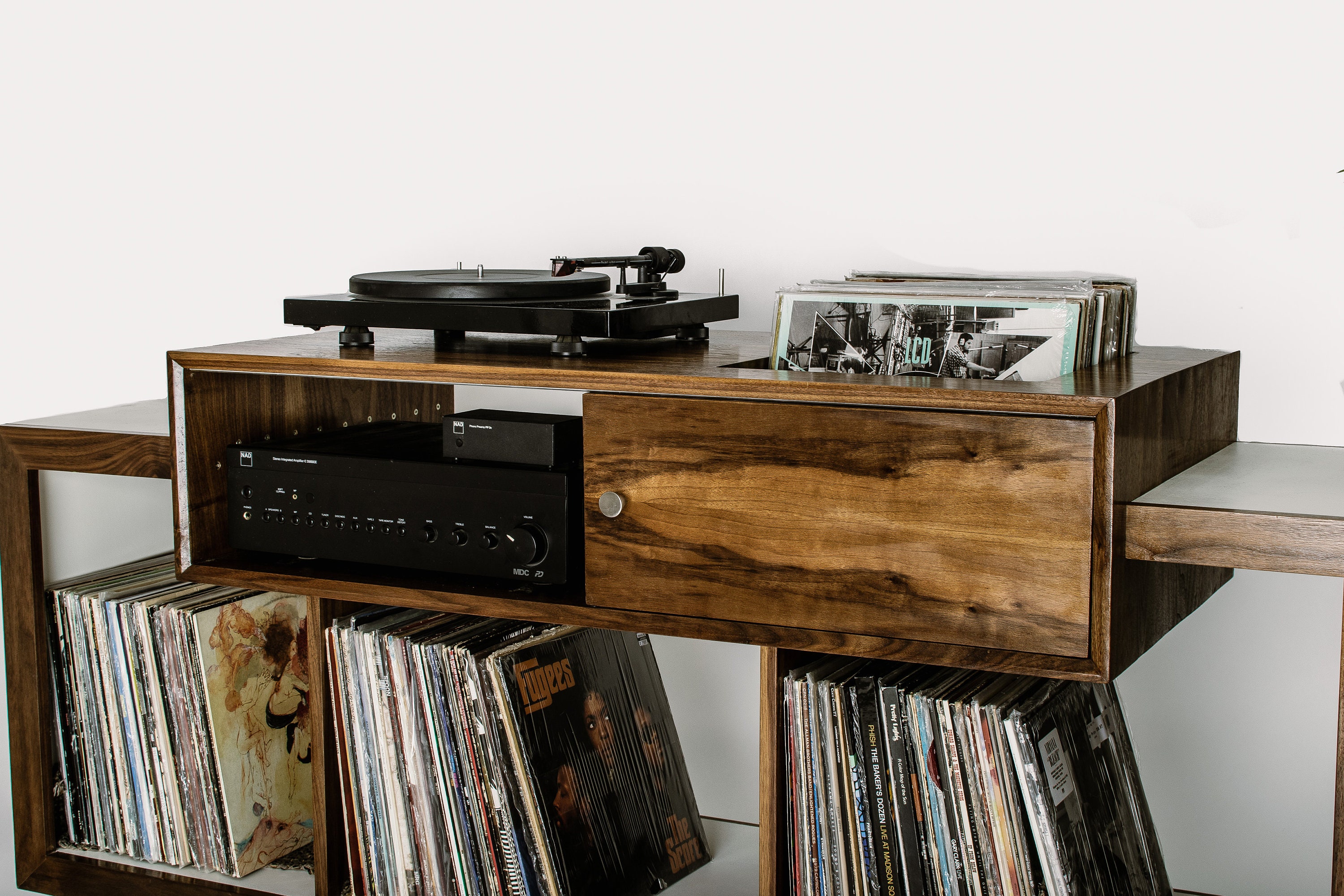 Riviera 80" Offset - Mid Century Modern Record Player Stand & Vinyl ...