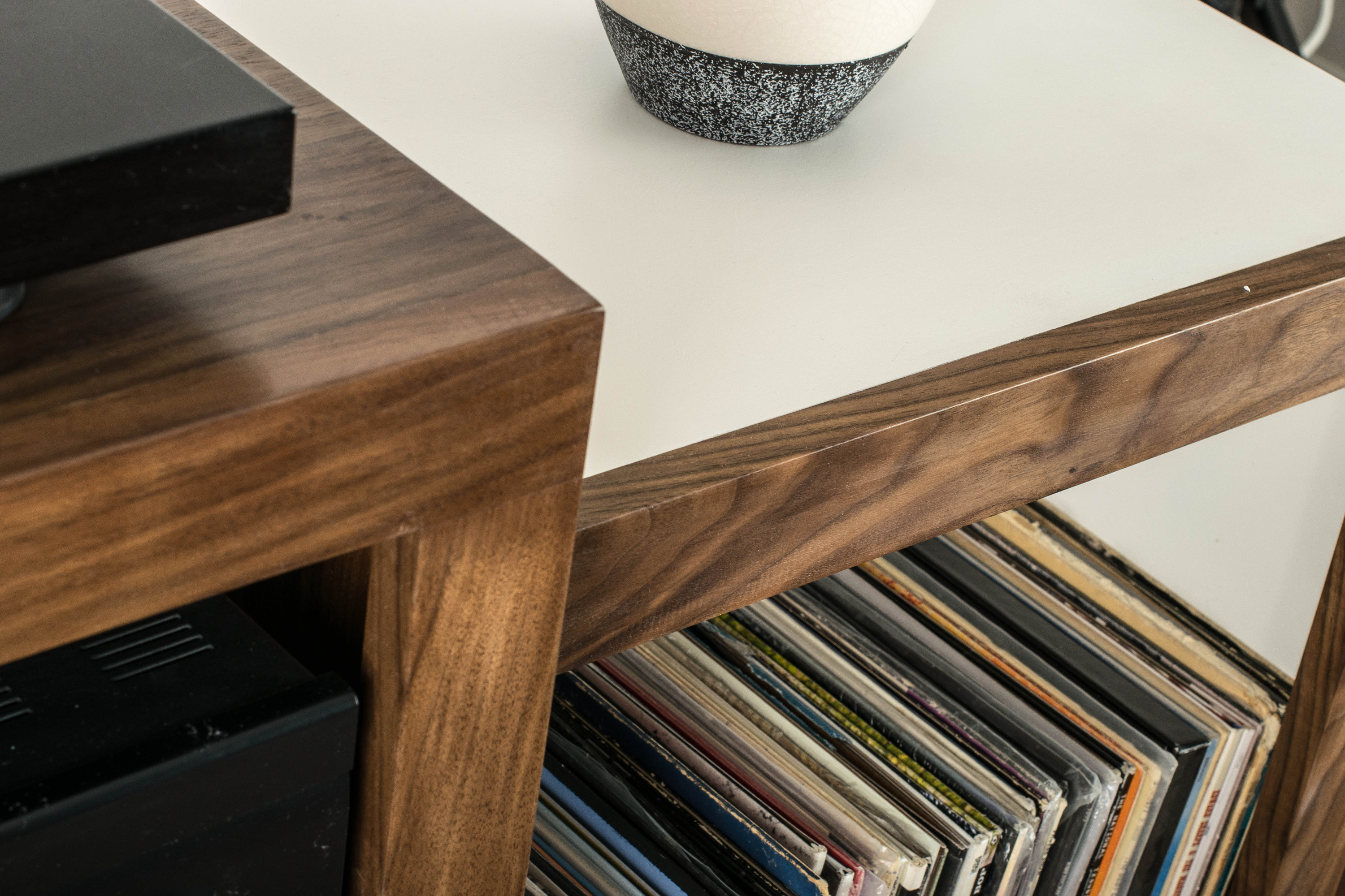 Mid Century Modern Walnut Record Player Stand Vinyl Storage | Etsy