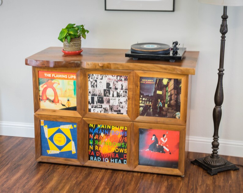 Walnut Record Player Stand and Vinyl Storage Cabinet Featuring - Etsy