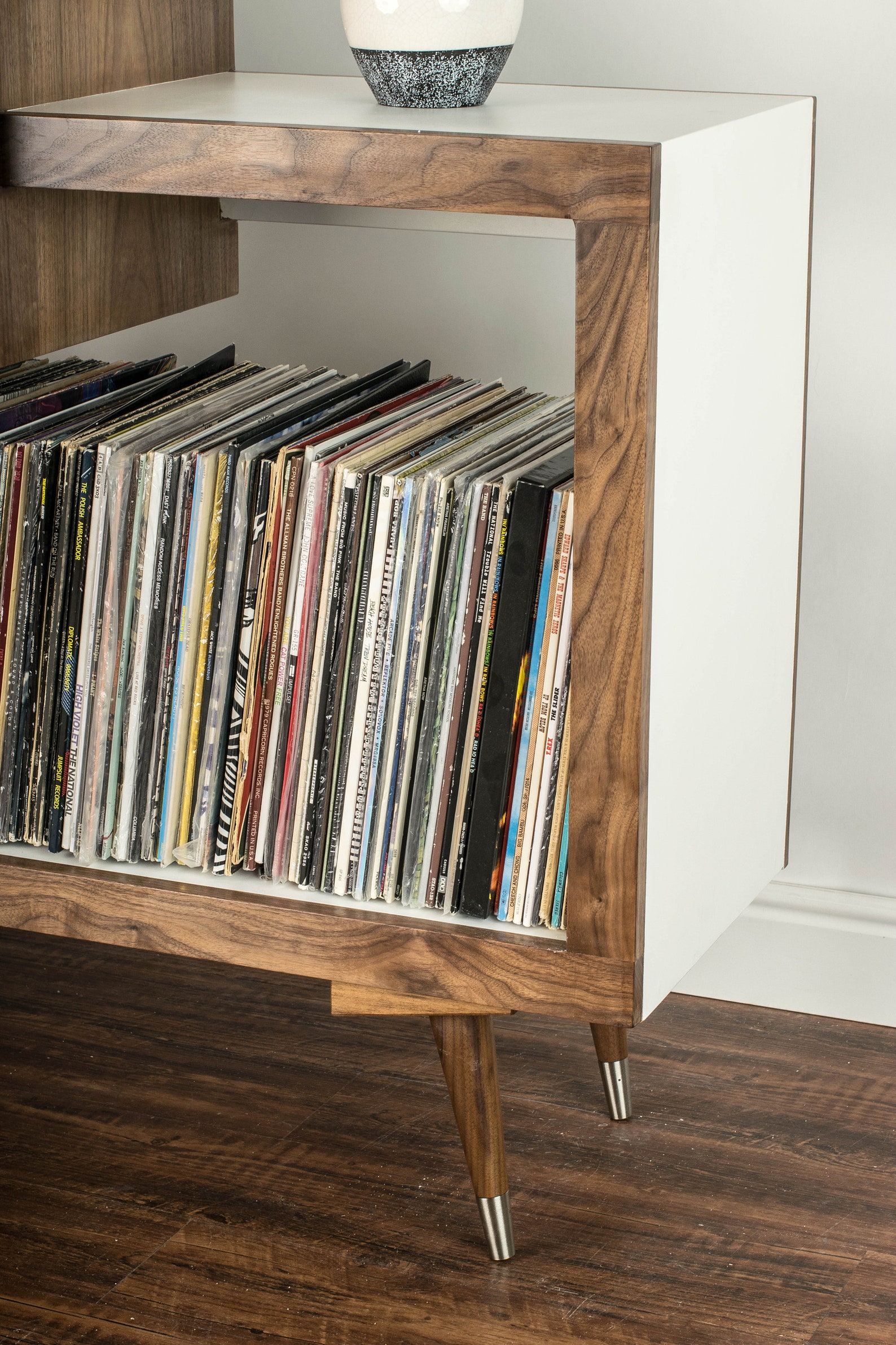 Mid Century Modern Walnut Record Player Stand, Vinyl Storage Cabinet - Etsy