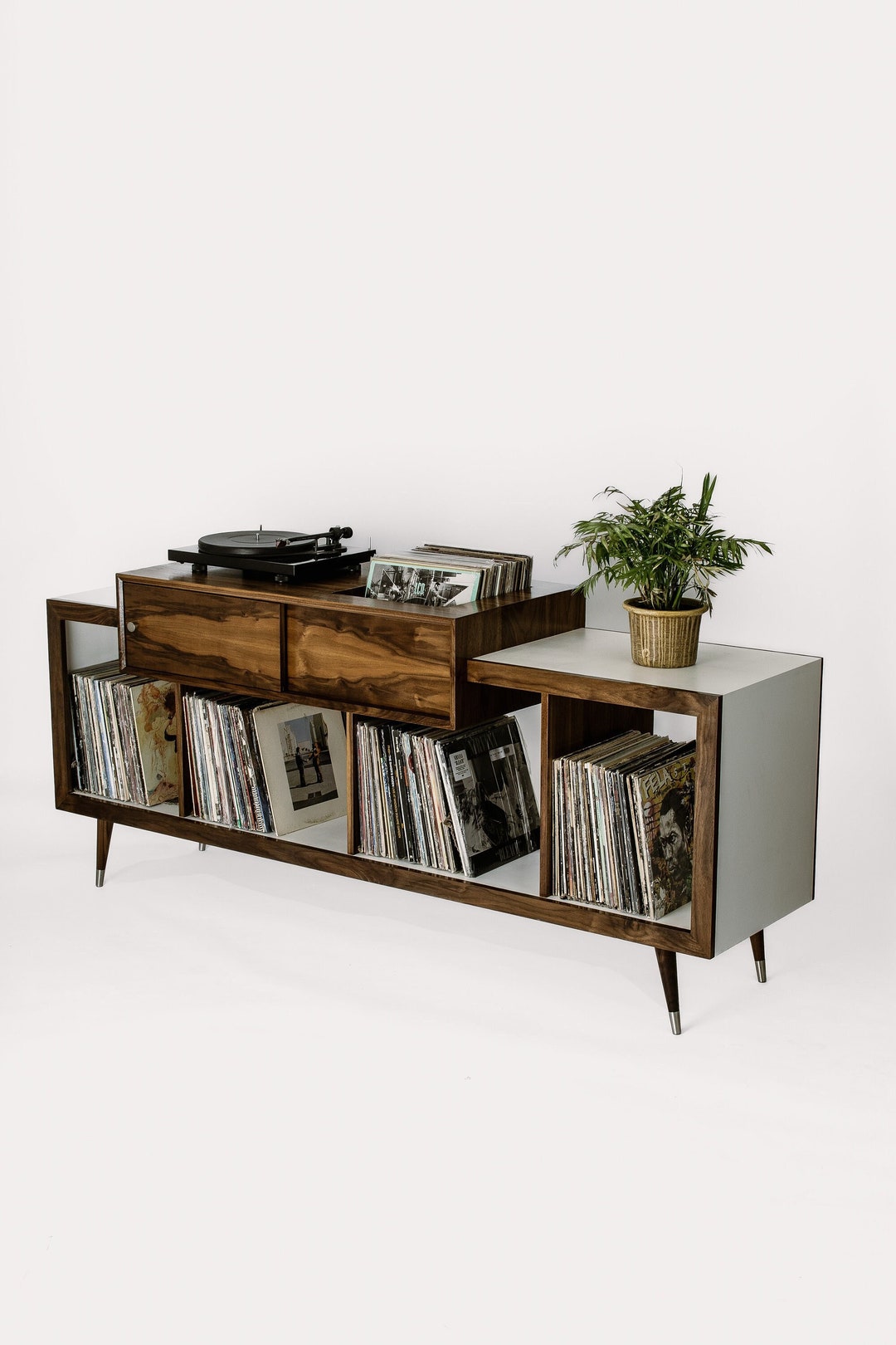Riviera 80" Offset - Mid Century Modern Record Player Stand & Vinyl ...
