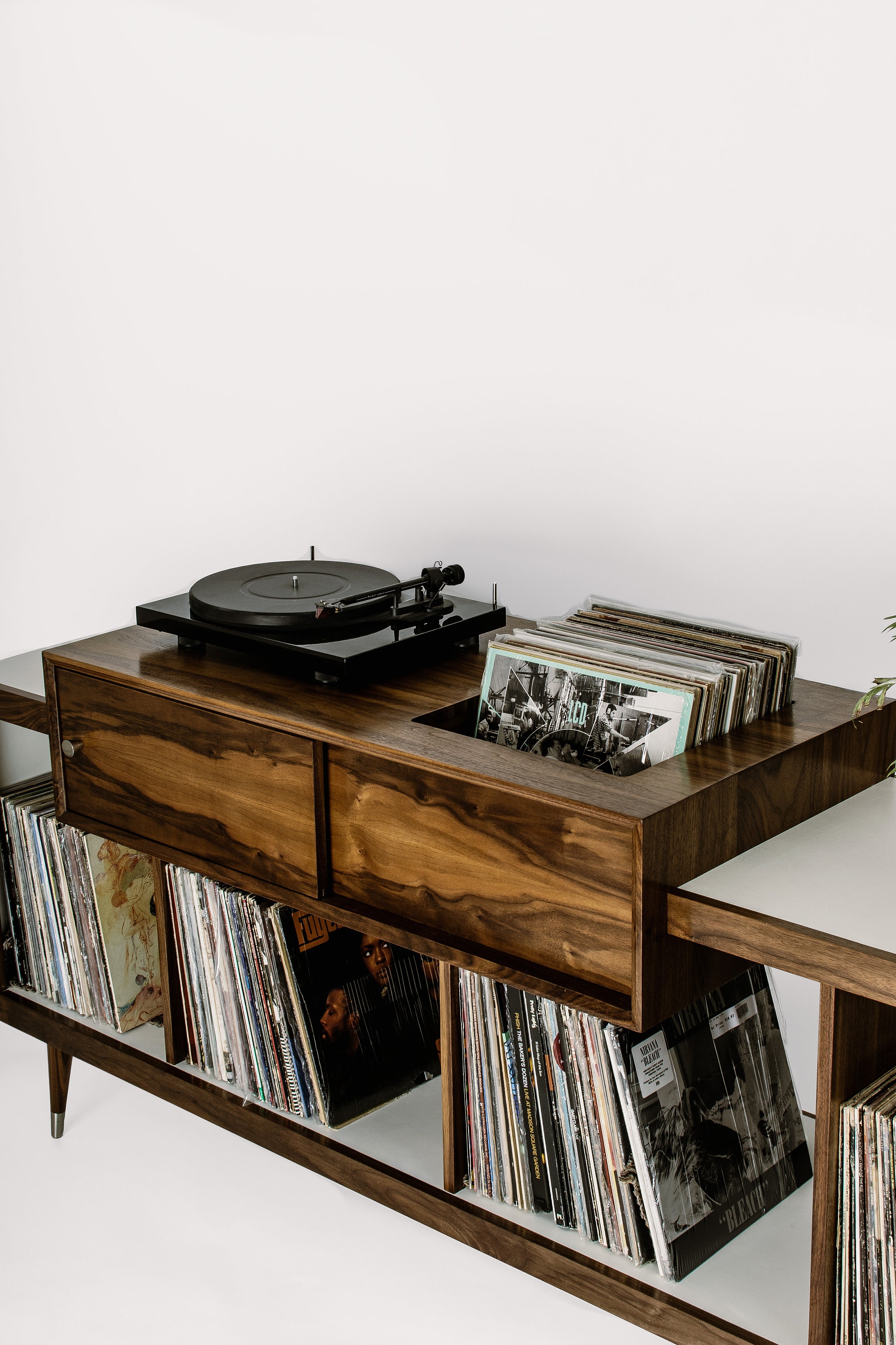 Riviera 80" Offset - Mid Century Modern Record Player Stand & Vinyl ...