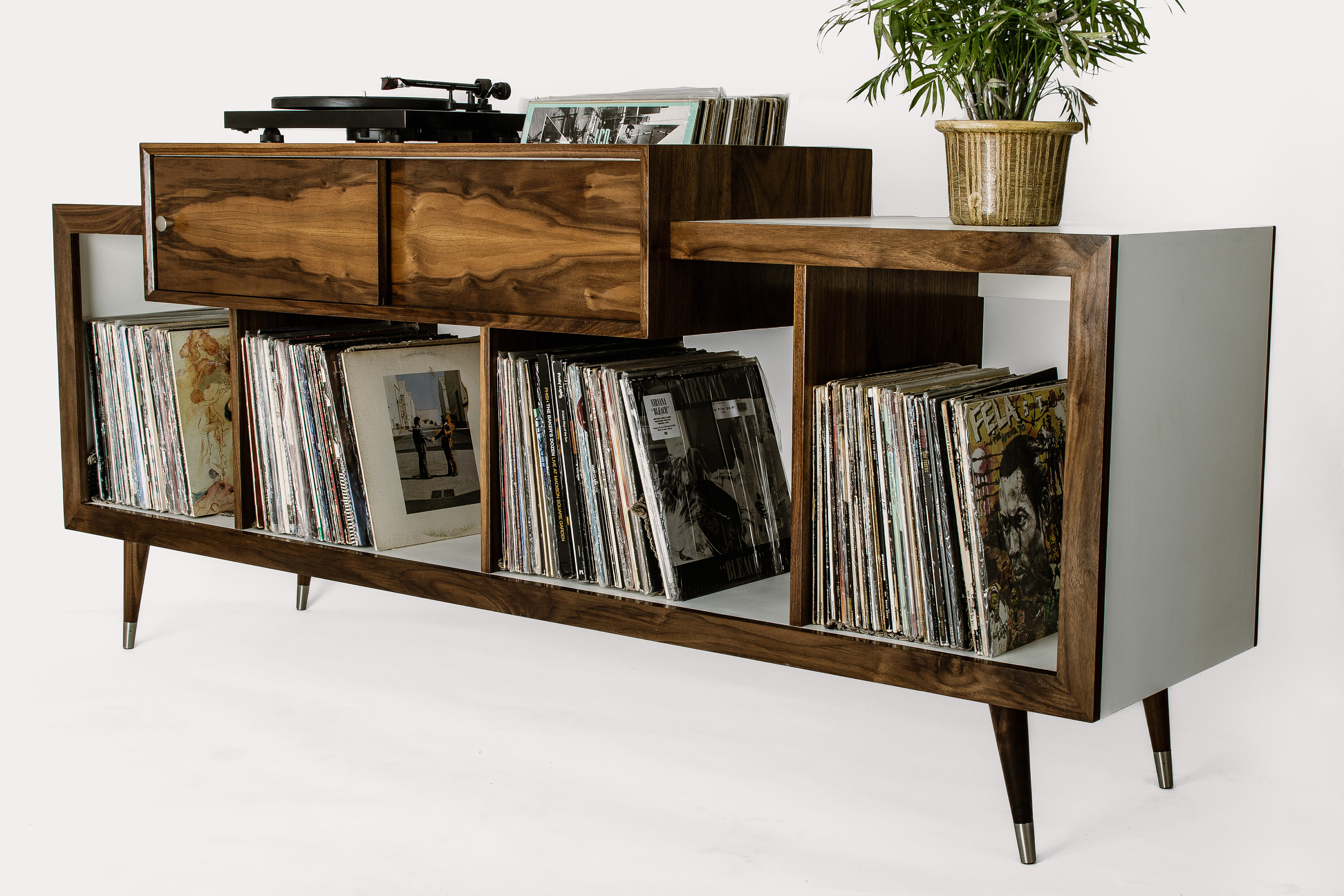 Riviera 80" Offset - Mid Century Modern Record Player Stand & Vinyl ...