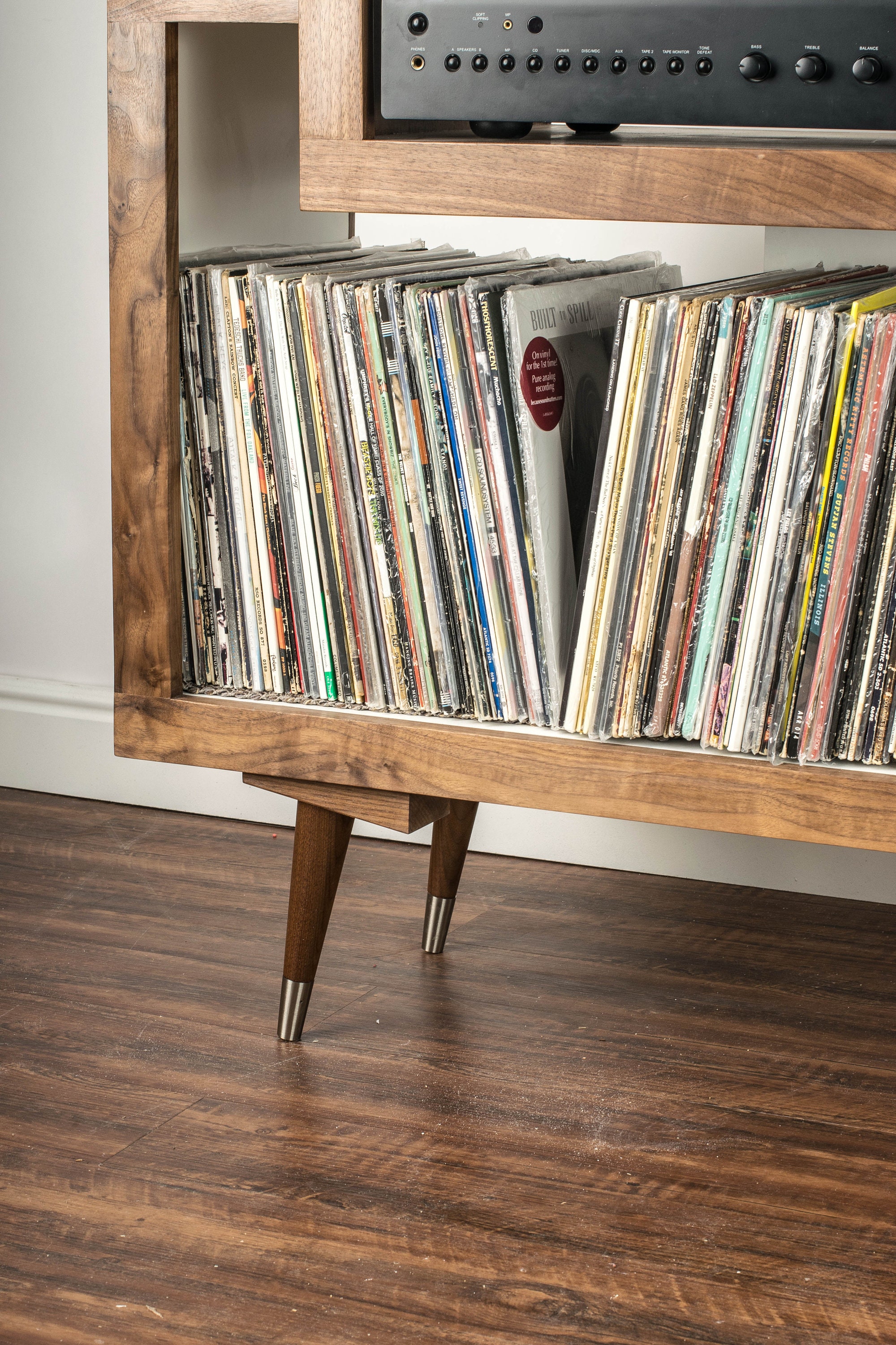 Mid Century Modern Walnut Record Player Stand Vinyl Storage | Etsy