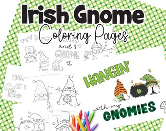 St Patrick's Gnomes Coloring Pages - Etsy