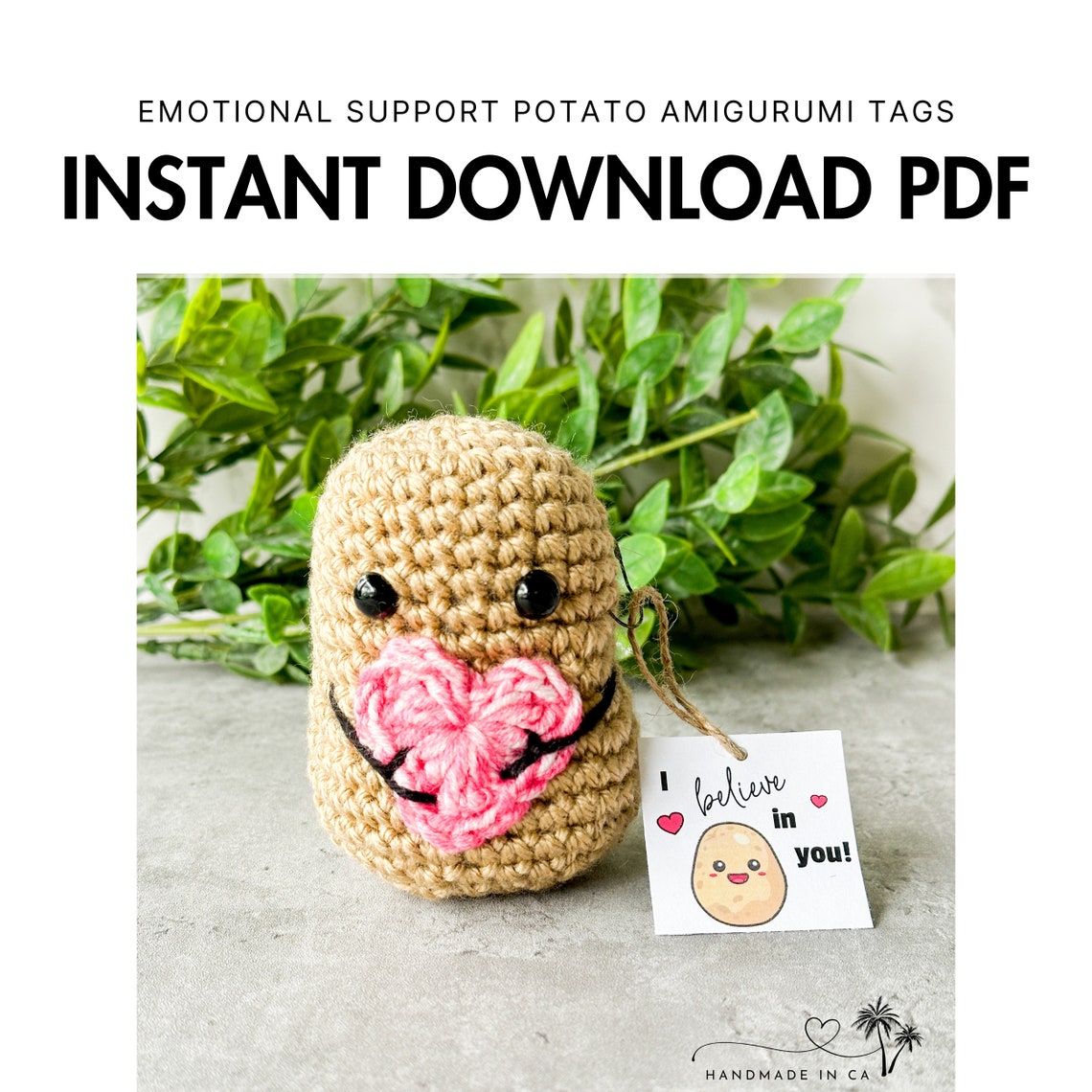 PRINTABLE Emotional Support Potato Tags | Display Cards | Amigurumi ...