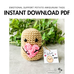 PRINTABLE Emotional Support Potato Tags | Display Cards | Amigurumi ...