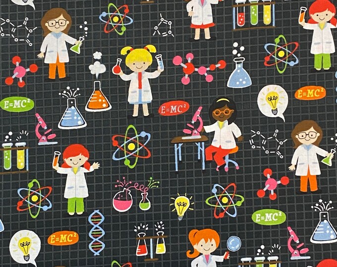 Science Fabric Midcentury Modern Science by Robyriker Scientist Atomic ...