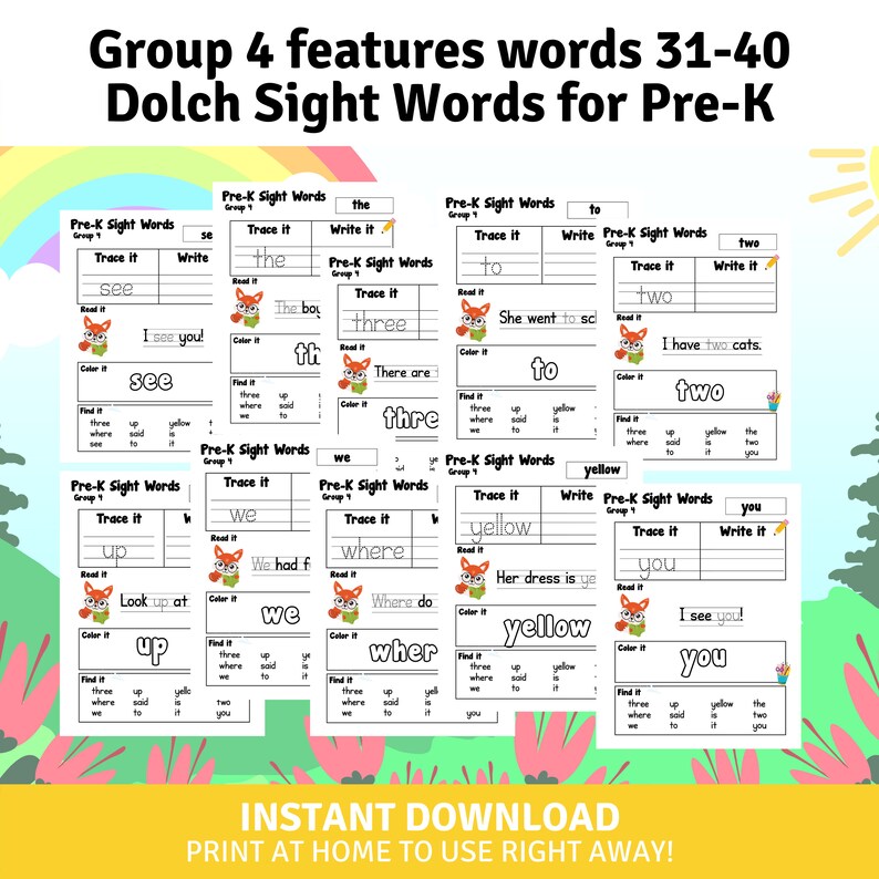 Teach Young Children How to Read With Dolch Sight Words Pre-k | Etsy