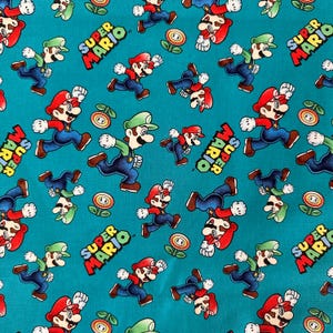 Hard to Find Super Mario Brothers Licensed 100% Cotton Fabric **ships ...