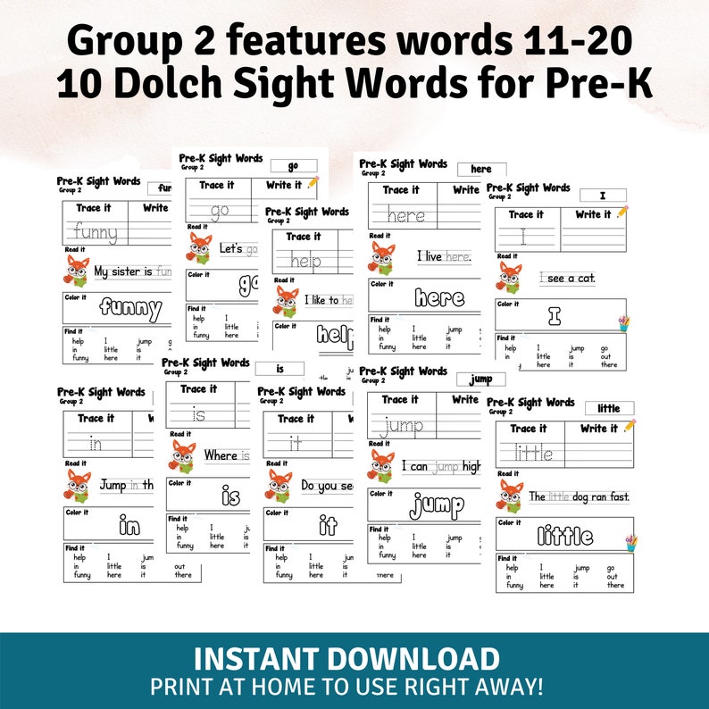 Teach Young Children How to Read With Dolch Sight Words Pre-k | Etsy