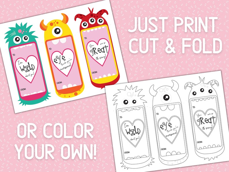 Love Monster Valentines | Printable Craft | Fun for Kids | Instant ...