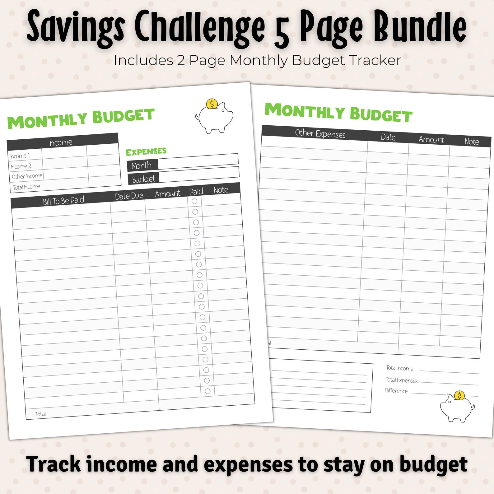 The Best Savings Challenge Bundle Includes Monthly Budget - Etsy