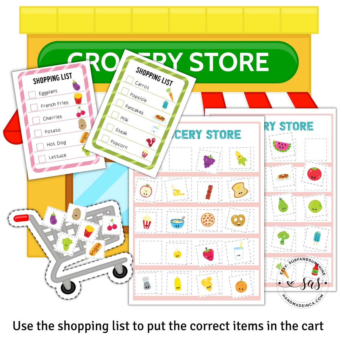 Pretend Play Grocery Store Shopping Game | Dramatic Play Activity ...