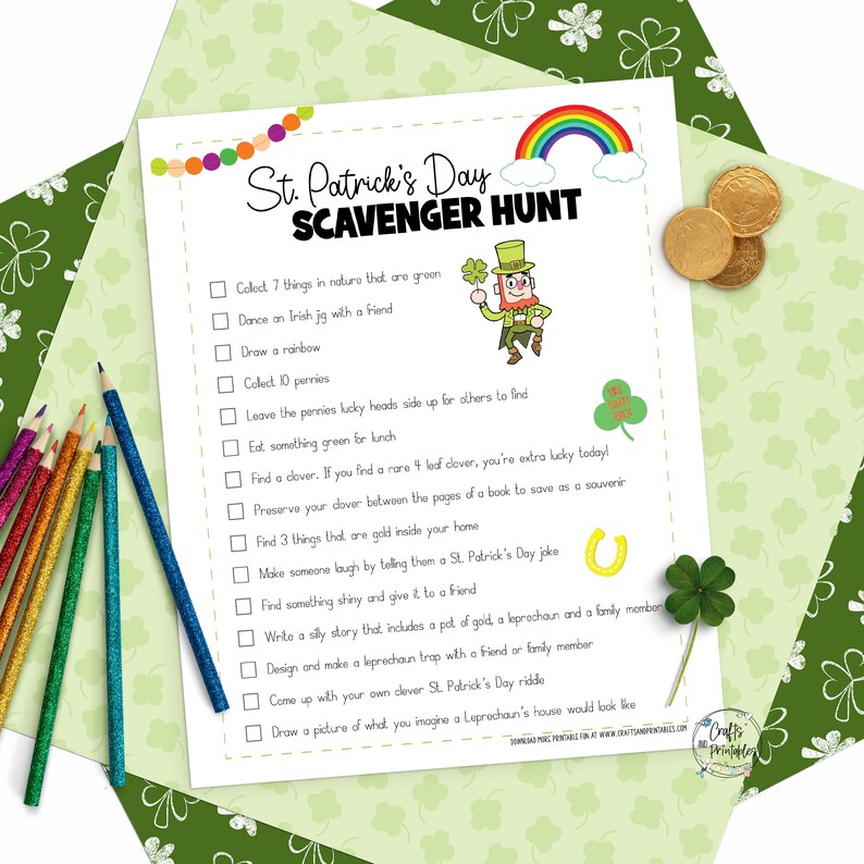 St. Patrick's Day Scavenger Hunt Printable Activity | Etsy