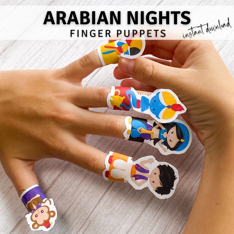 Arabian Nights Paper Finger Puppets Craft for Kids - Etsy