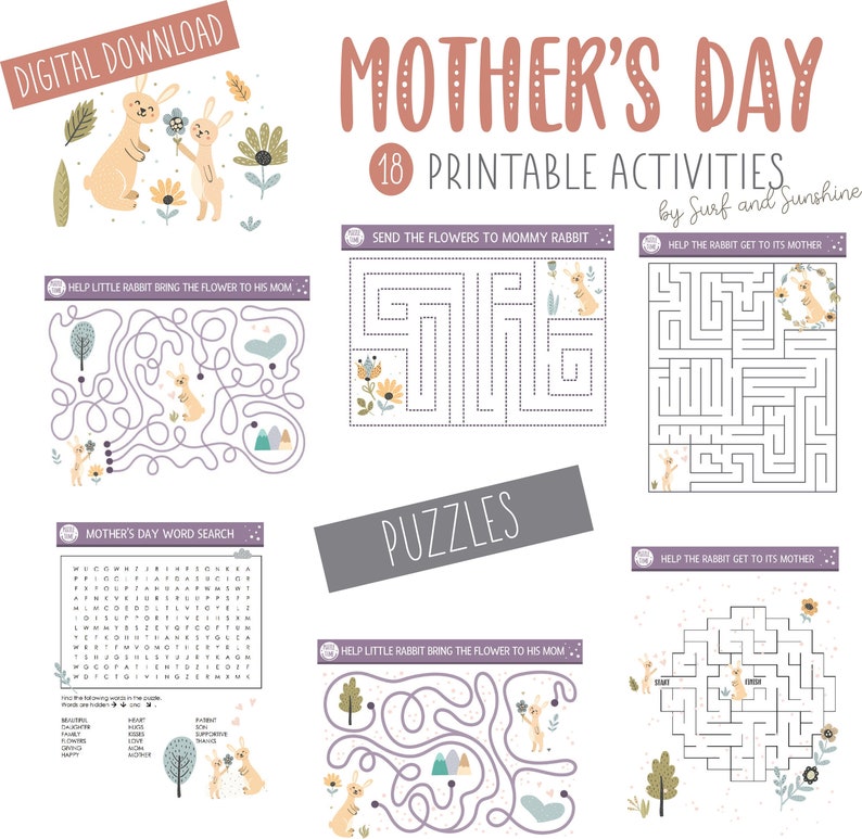 Mothers Day 18 Activities and Games Bundle for Kids | Etsy