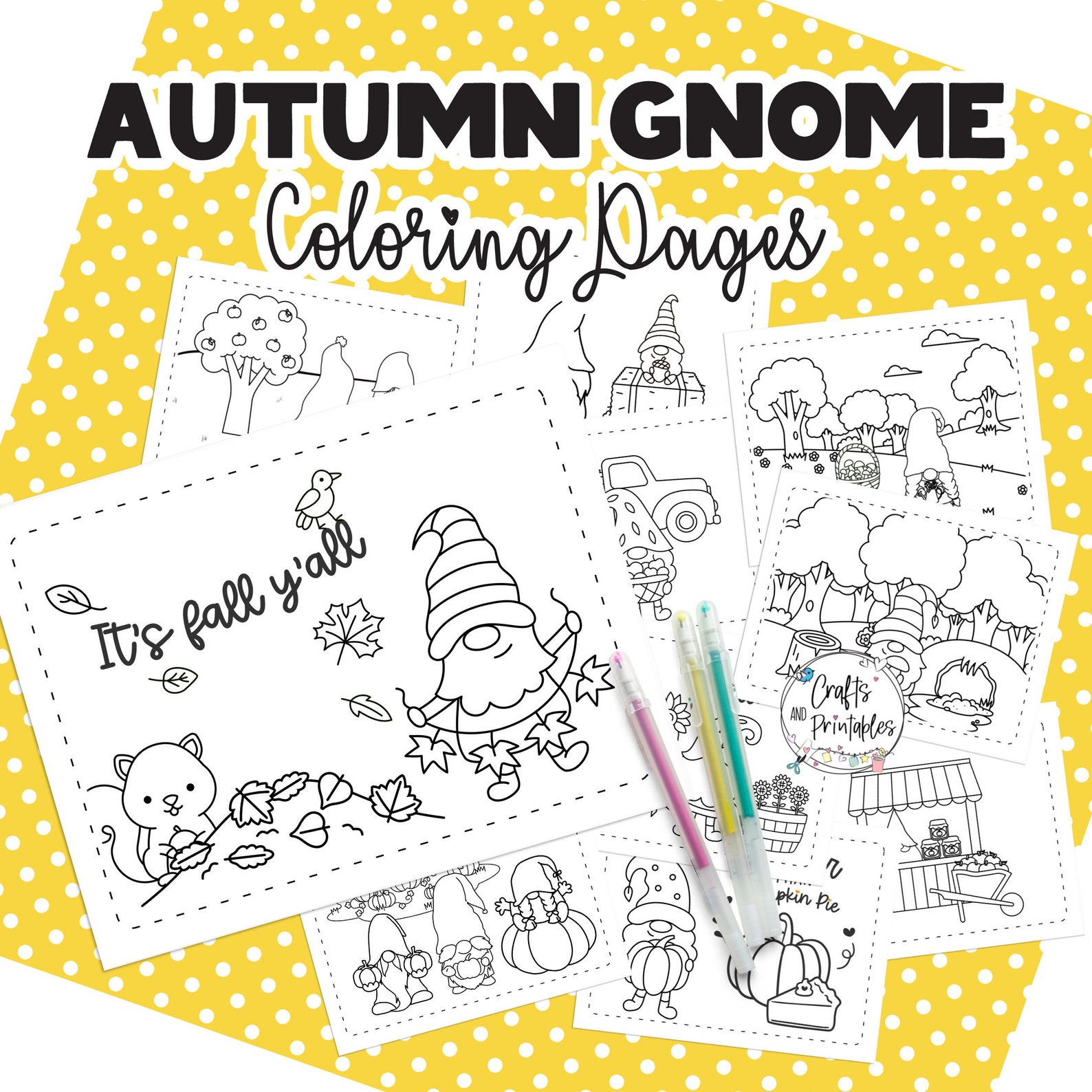 Autumn Gnomes Coloring Pages Printable Coloring Book - Etsy