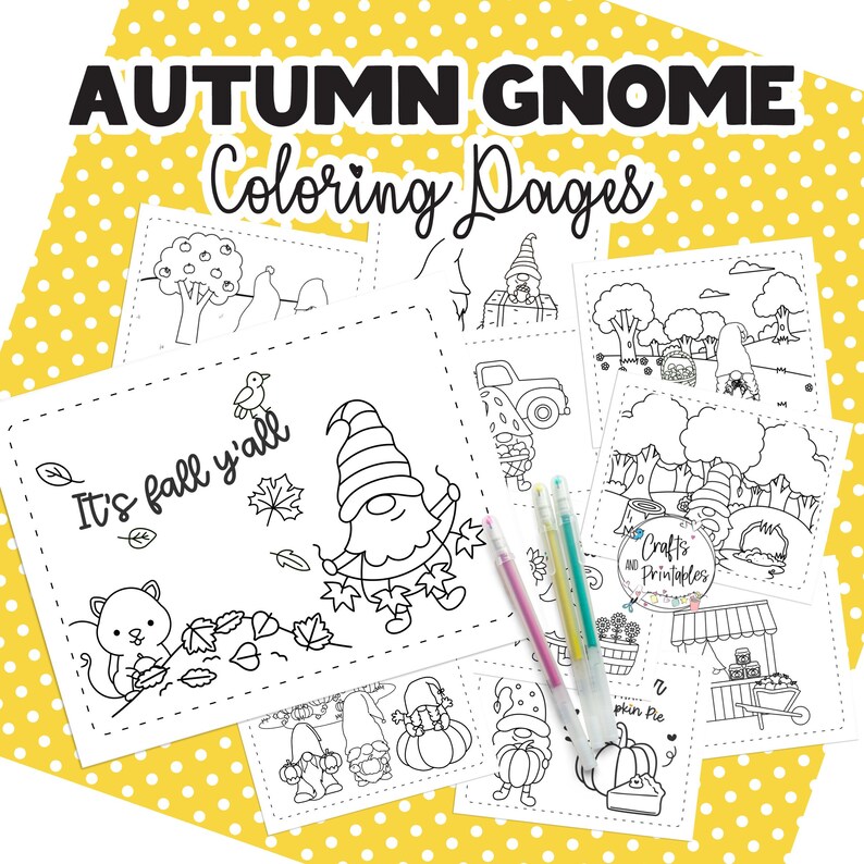 Autumn Gnomes Coloring Pages Printable Coloring Book - Etsy
