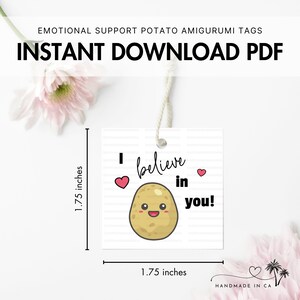 PRINTABLE Emotional Support Potato Tags | Display Cards | Amigurumi ...