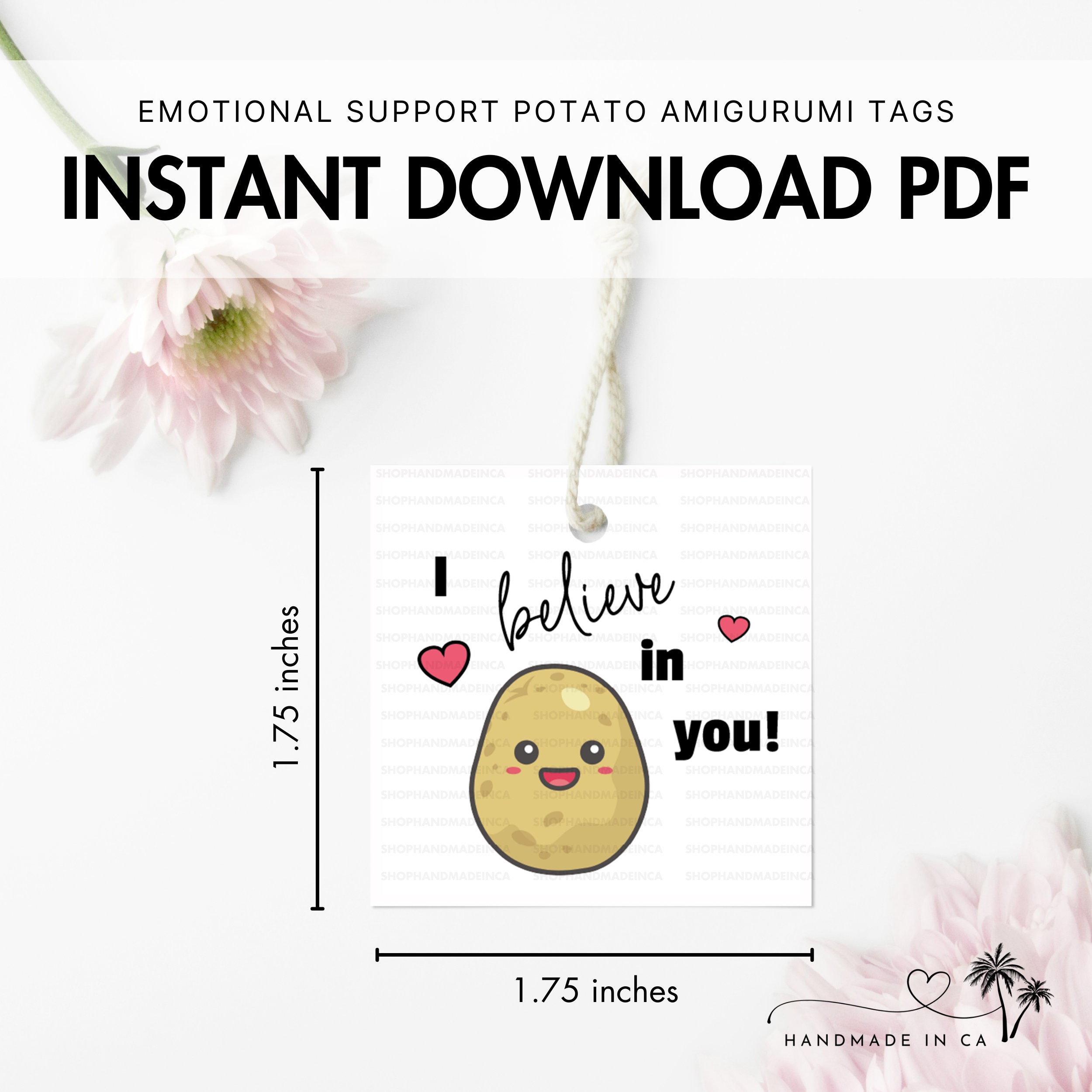 PRINTABLE Emotional Support Potato Tags | Display Cards | Amigurumi ...