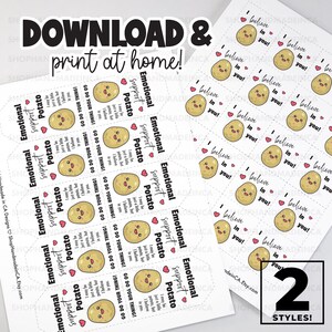 PRINTABLE Emotional Support Potato Tags | Display Cards | Amigurumi ...