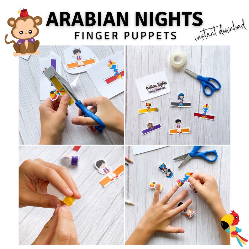Arabian Nights Paper Finger Puppets Craft for Kids - Etsy