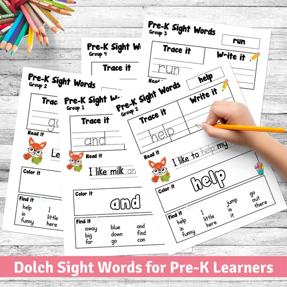 Teach Young Children How to Read With Dolch Sight Words Pre-k | Etsy