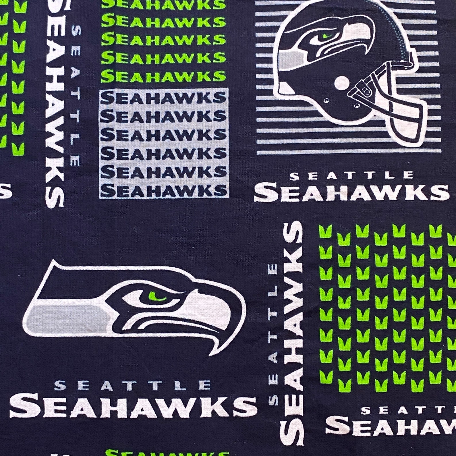 RARE Seattle SEAHAWKS NFL Football 100% Cotton Fabric ships | Etsy